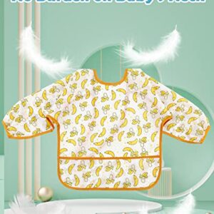 Lictin Baby Bibs for Boy or Girl - Baby Bibs for Eating, Long Sleeve Bib, Waterproof Toddler Bibs, 0-24 Months Neutral Baby Smock, Reusable Infant Baby Bibs for Feeding Teething or Weaning 5 Pcs