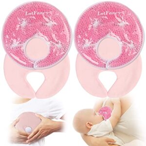 LotFancy Breast Ice Packs, 2 Hot Cold Breast Therapy Packs and 2 Covers, Breastfeeding Essentials, Gel Nursing Pad for Engorgement, Plugged Ducts, Mastitis, Warm Compress for Pumping