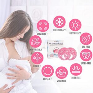 LotFancy Breast Ice Packs, 2 Hot Cold Breast Therapy Packs and 2 Covers, Breastfeeding Essentials, Gel Nursing Pad for Engorgement, Plugged Ducts, Mastitis, Warm Compress for Pumping