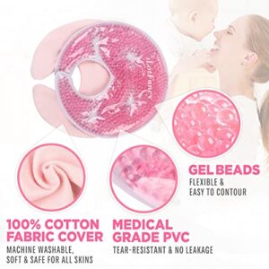 LotFancy Breast Ice Packs, 2 Hot Cold Breast Therapy Packs and 2 Covers, Breastfeeding Essentials, Gel Nursing Pad for Engorgement, Plugged Ducts, Mastitis, Warm Compress for Pumping