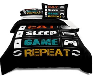 lris bedding gaming comforter set twin size for boys kids game room decor video game gamer comforter teens bedroom gamepad bedding set all season (a08, twin)………