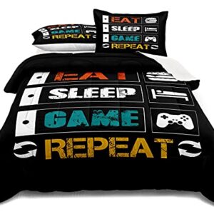 lris Bedding Gaming Comforter Set Twin Size for Boys Kids Game Room Decor Video Game Gamer Comforter Teens Bedroom Gamepad Bedding Set All Season (A08, Twin)………