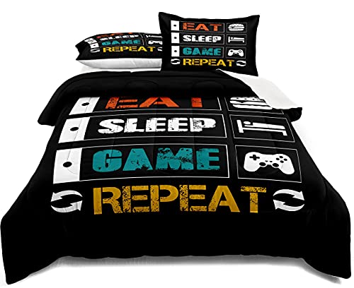 lris Bedding Gaming Comforter Set Twin Size for Boys Kids Game Room Decor Video Game Gamer Comforter Teens Bedroom Gamepad Bedding Set All Season (A08, Twin)………