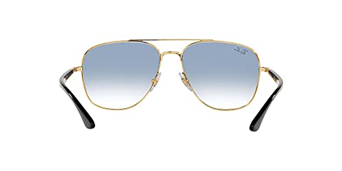 Ray-Ban RB3683 Square Sunglasses, Black On Gold/Clear Gradient Blue, 56 mm