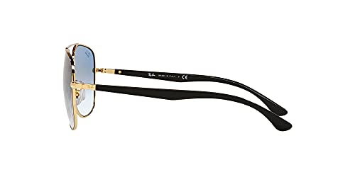 Ray-Ban RB3683 Square Sunglasses, Black On Gold/Clear Gradient Blue, 56 mm