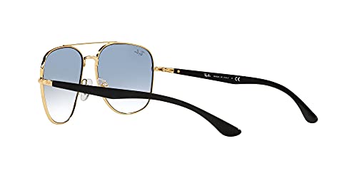 Ray-Ban RB3683 Square Sunglasses, Black On Gold/Clear Gradient Blue, 56 mm