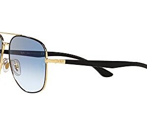 Ray-Ban RB3683 Square Sunglasses, Black On Gold/Clear Gradient Blue, 56 mm