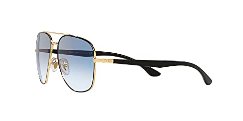 Ray-Ban RB3683 Square Sunglasses, Black On Gold/Clear Gradient Blue, 56 mm