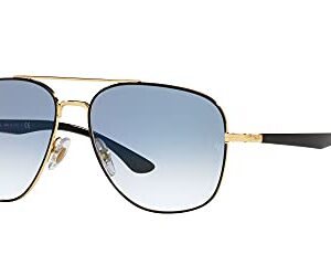 Ray-Ban RB3683 Square Sunglasses, Black On Gold/Clear Gradient Blue, 56 mm