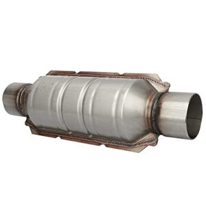 MAYASAF 2.5" Inlet/Outlet Universal Catalytic Converter, with O2 Port & Heat Shield (EPA Compliant)