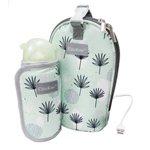 citiskins bottle warmer for baby milk usb portable bottle heating bag car bottle warmer water warming bag on the go bottle warmer at home or travel (green)