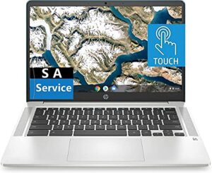 hp 14in touchscreen chromebook, intel celeron n4000, 4gb ram, 128gb emmc, wifi, bluetooth, webcam, audio by b&o, sa service, chrome os, brilliant blue (renewed)