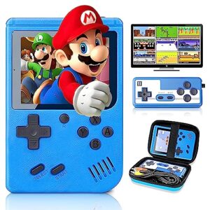 tlsdosp retro handheld game console with 400 classical fc games-3.0 inches screen portable video game consoles with protective shell-handheld video games support for connecting tv & two players (blue)