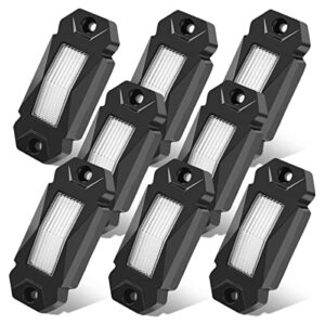 ledmircy r2 white led rock lights 8pcs for je-ep trucks off road atv utv suv rzr pure white under body light super bright high power under glow light trail rig lights waterproof for car auto boat