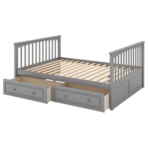 Harper & Bright Designs Full Over Full Wood Bunk Bed with Two Storage Drawers and Ladder, Convertible Storage Bunk Bed Can Be Divided Into Two Full Size Daybeds (Grey)