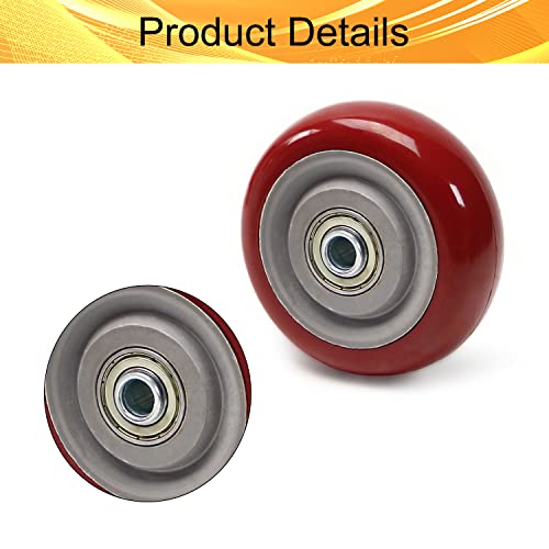 Juvielich 4Pcs Push Cart Wheels 3.5 Inch PU Caster Wheels Bearings Repair Kits, Heavy Duty Plate Casters, Shelf Replacement Wheels for Platform Trucks, up to 264 LBS/120KG