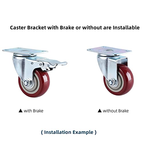 Juvielich 4Pcs Push Cart Wheels 3.5 Inch PU Caster Wheels Bearings Repair Kits, Heavy Duty Plate Casters, Shelf Replacement Wheels for Platform Trucks, up to 264 LBS/120KG