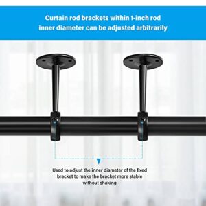 Hotop Ceiling-Mount Curtain Rod Bracket Adjustable Curtain Rod Holders Wardrobe Pole Holder for Home Kitchen Shelf Closet Shower Wall Window Room with Screws (Black,6 Pieces)