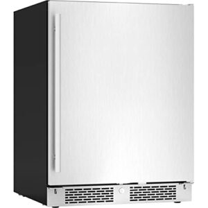 zephyr presrv 24" wine fridge & beverage refrigerator ada single zone under counter - mini wine cooler cellars small beer cabinet drink chiller freestanding stainless steel door - 7 bottles 112 cans