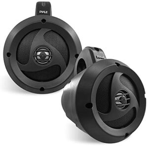 pyle 2-way waterproof bluetooth off-road speakers - 4 inch 900w active passive marine grade wakeboard tower speakers system w/aux, full range outdoor stereo speaker for atv/utv jeep boat plutv40bta