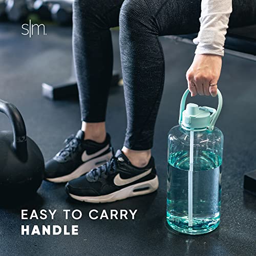 Simple Modern 1 Gallon 128 oz Water Bottle with Push Button Silicone Straw Lid & Motivational Measurement Marker | Large Reusable Tritan Plastic Water Jug | Summit Collection | Tropical Seas