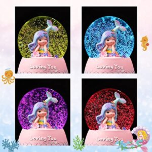 Mermaid Snow Globes for Kids,100MM Musical Snow Globes with LED Lights,Christmas Birthday Gift for Girls Age 8 9 10 11 12