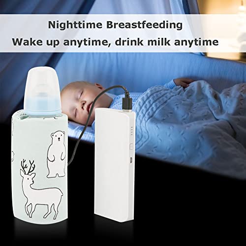 Hilitand Portable Bottle Keep Warm, USB Travel Milk Heat Keeper, Baby Bottle Keep Warmer for Car Tavel, Storage Cover Insulation Thermostat(Bear)