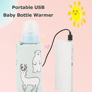 Hilitand Portable Bottle Keep Warm, USB Travel Milk Heat Keeper, Baby Bottle Keep Warmer for Car Tavel, Storage Cover Insulation Thermostat(Bear)