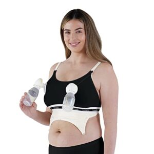 bravado! designs women’s pumping bra hands free | clip and pump | pumping accessory | black | l