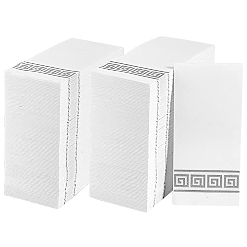 LITOPAK 200 Pack Paper Hand Towels for Bathroom, Linen Like Guest Towels Disposable, and Paper Napkins Disposable for the Bathroom, Kitchen, Wedding, Party, and Dinner. (Silver)