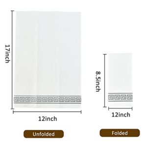 LITOPAK 200 Pack Paper Hand Towels for Bathroom, Linen Like Guest Towels Disposable, and Paper Napkins Disposable for the Bathroom, Kitchen, Wedding, Party, and Dinner. (Silver)