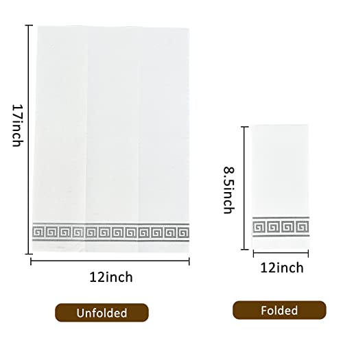 LITOPAK 200 Pack Paper Hand Towels for Bathroom, Linen Like Guest Towels Disposable, and Paper Napkins Disposable for the Bathroom, Kitchen, Wedding, Party, and Dinner. (Silver)