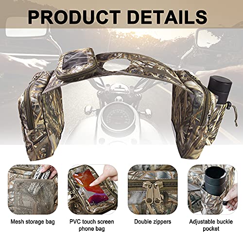 MYDAYS ATV Saddle Bag,Cargo Tank Phone Bag Storage Luggage for ATV UTV Snowmobile Motorcycle (Camo1)