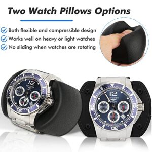 Uthlusty Watch Winder for Automatic Watches, Battery Adapter Operated Single Watch Holder Travel Box Silent Motor Rotating Modes 2 Pillows Acrylic Window for Men Women Mechanical Watch Winding Case