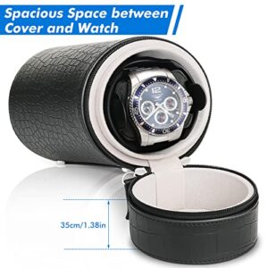 Uthlusty Watch Winder for Automatic Watches, Battery Adapter Operated Single Watch Holder Travel Box Silent Motor Rotating Modes 2 Pillows Acrylic Window for Men Women Mechanical Watch Winding Case