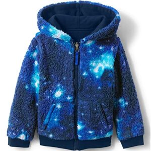 Lands' End Pattern Sherpa Lined Hoodie Blue Galaxy Space Kids Medium