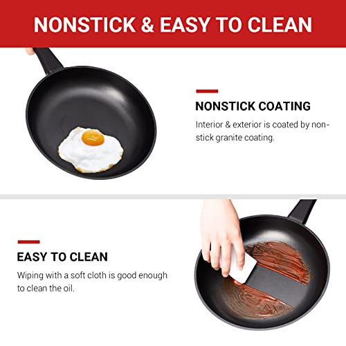 Nonstick Pots and Pans Set,Black Induction Cookware Sets, 6 Pcs Nonstick Frying Pan(PFOS, PFOA Free)