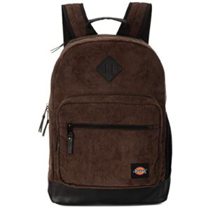 dickies signature backpack for school classic logo water resistant casual daypack for travel fits 15.6 inch notebook (brown duck corduroy)