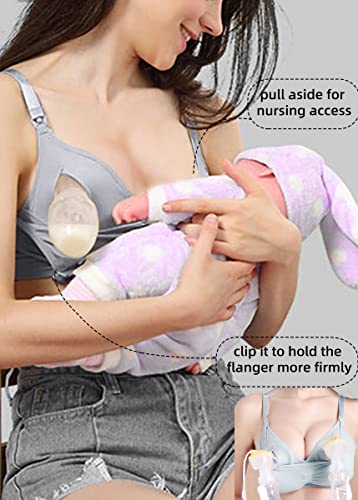 iloveSIA 3PACK Nursing & Pumping Bra All in One Hands Free Pumping Bra Black+Gray+Beige Size L