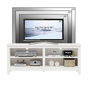 Panana TV Stand, Classic 4 Cubby TV Stand for 65 inch TV, Farmhouse Television Stands Entertainment Center Media Stand with Storage TV Table Stand for Living Room Bedroom, 59 inch, White TV Stand