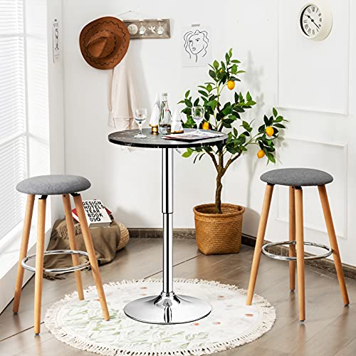 Giantex Round Pub Table Height Adjustable, 360° Swivel Cocktail Pub Table with Sliver Leg and Base for Home, Bar Table(1, Black)