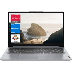 lenovo ideapad 1 laptop, 15.6" hd screen, amd athlon silver 3050u, 8gb ram, 128gb pcie ssd, webcam, hdmi, type-c, wi-fi 6, media card reader, windows 11 home, cloud grey