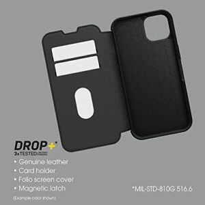 OtterBox iPhone 13 (ONLY) Strada Series Case - SHADOW, card holder, genuine leather, pocket-friendly, folio case