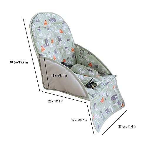 High Chair Pad,high Chair Cushion,seat Cushion Breathable Pad,Comfortable Seat Belt Design,Cute Pattern,Soft and Comfortable,Baby Sits More Comfortable(Green Animal Pattern)