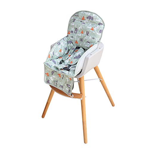 High Chair Pad,high Chair Cushion,seat Cushion Breathable Pad,Comfortable Seat Belt Design,Cute Pattern,Soft and Comfortable,Baby Sits More Comfortable(Green Animal Pattern)