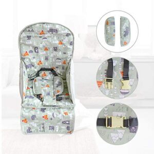 High Chair Pad,high Chair Cushion,seat Cushion Breathable Pad,Comfortable Seat Belt Design,Cute Pattern,Soft and Comfortable,Baby Sits More Comfortable(Green Animal Pattern)