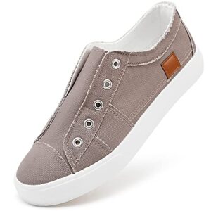 women's slip on shoes non slip canvas shoes fashion canvas sneakers low top casual shoes（grey-us9）