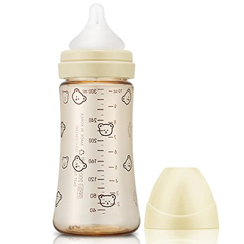 Grosmimi PPSU Baby Bottle, BPA Free (10oz Bear_Pure Gold)