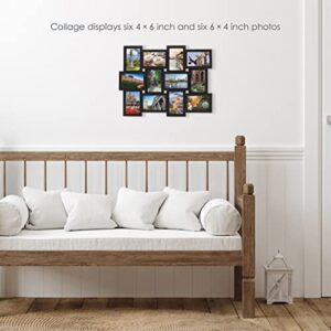 Melannco 12 Opening Collage Frame, Displays 4x6 and Six 6x4 Inch Photos, Black