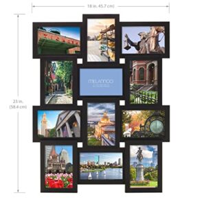 Melannco 12 Opening Collage Frame, Displays 4x6 and Six 6x4 Inch Photos, Black